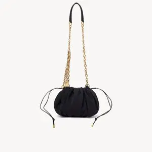 Chloé Plissé Shoulder Bag With Chain - Black