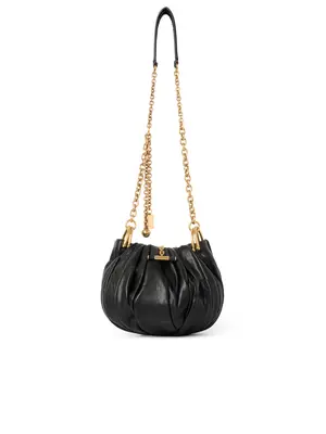 Chloé Plissé Leather Shoulder Bag With Chain Strap - Black