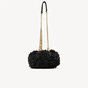 Chloé Plissé Shoulder Bag With Chain - Black