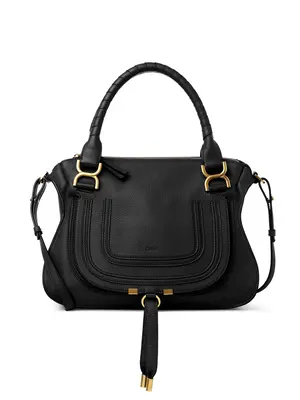Chloé Marcie Bag In Grained Leather - Black