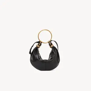 Chloé Small Bracelet Hobo Bag In Grained Leather - Black