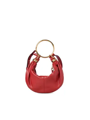 Chloé Small Bracelet Hobo Bag In Grained Leather - Red Flame