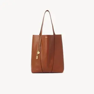 Chloé Spin Tote Bag In Grained Leather - Clay Brown