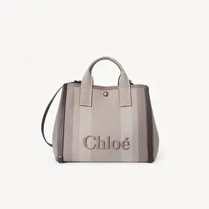 Chloé Carry Tote Bag In Canvas And Leather - Kohl Brown
