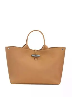 Longchamp Le Roseau Leather Tote Bag - Brown
