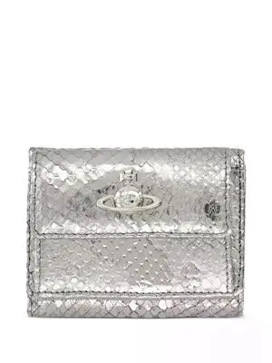 VIVIENNE WESTWOOD Orb Snakeskin-effect Wallet - Silver