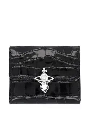 VIVIENNE WESTWOOD Orb Croc-effect Leather Wallet - Black