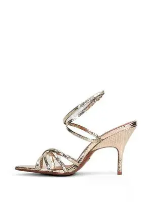 Lola Cruz Raquelle Snakeskin Effect Strappy Sandals - Gold