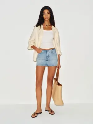REFORMATION Rylee Low Rise Denim Mini Skirt