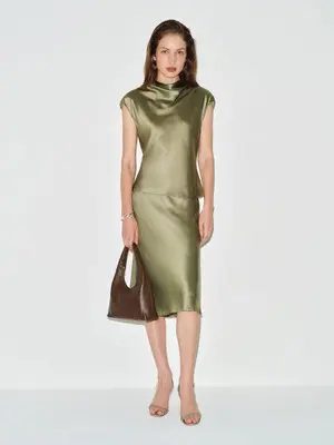 REFORMATION Winslet Silk Two-piece Set - Green