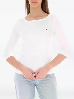 Tommy Hilfiger Logo Embroidered Boat Neck Top