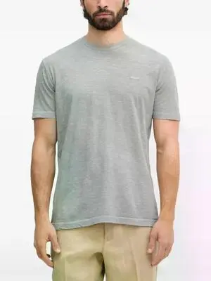Gant Logo-embroidered Slub-texture T-shirt - Grey