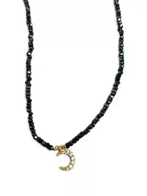 MADISON Beaded Crescent-moon Necklace - Grey