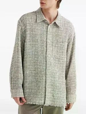 SOLID HOMME Frayed-edge Shirt Jacket