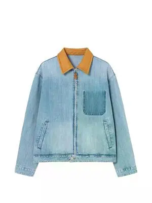 SOLID HOMME Zip-up Denim Jacket - Blue