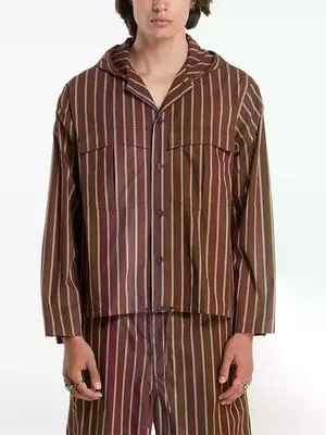 Études Studio Striped Hooded Shirt Jacket - Brown
