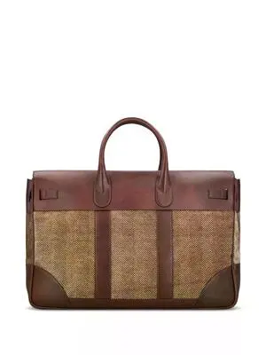 Brunello Cucinelli Herringbone Leather-trim Messenger Bag