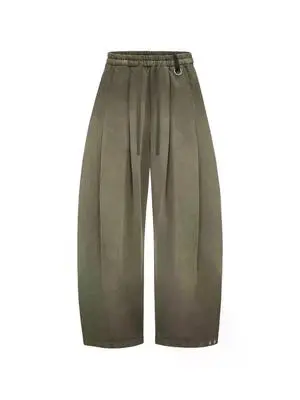 TEAM WANG DESIGN Taupe Washed Effect Pleated Track Pants