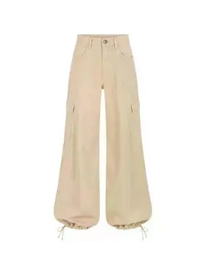 ICON DENIM LOS ANGELES Cargo Palazzo Pants With Drawstring Cuffs - Neutrals