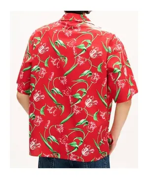 Kenzo Tulip' Hawaiian Short Sleeve Shirt In Cotton - Red