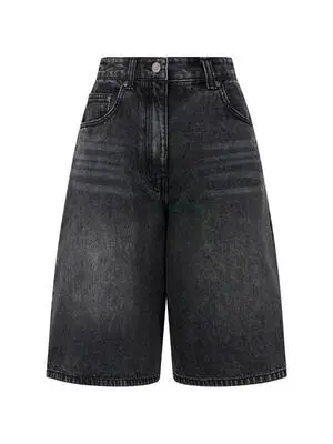 STUDIO TOMBOY Faded Effect Knee-length Denim Shorts - Black