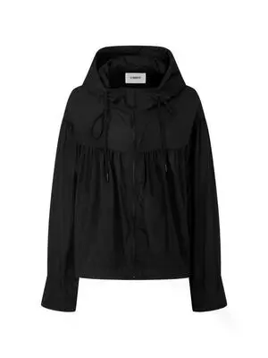 STUDIO TOMBOY Shirred Cropped Windbreaker Jacket - Black