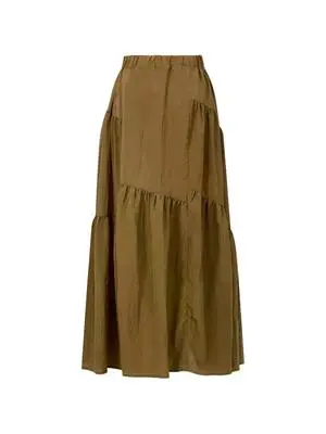 STUDIO TOMBOY Asymmetrical Tiered Maxi Skirt - Neutrals