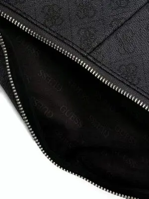 Guess Monogram Print Logo Plaque Belt Bag - Black