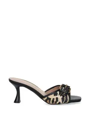 Guess Dista Leopard-print Buckle Detail Sandals - Black