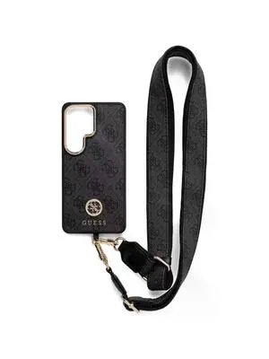 Guess Monogram-print Strap Phone Case - Black