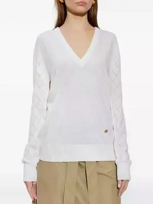 Balmain Pointelle Knit V-neck Sweater