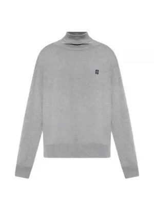 Balmain Logo-embroidered Roll-neck Sweater - Grey