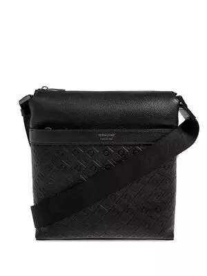 FERRAGAMO Gancini Embossed Leather Tote Bag - Black