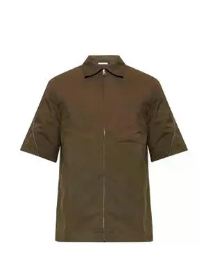 Givenchy Logo-embroidered Zip-up Shirt - Brown