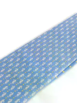 FERRAGAMO Silk Seahorse Print Neck Tie