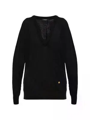Balmain Diamond-knit V-neck Sweater