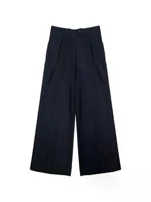 NINE:INTHE:MORNING Navy Pinstriped Pleated Trousers