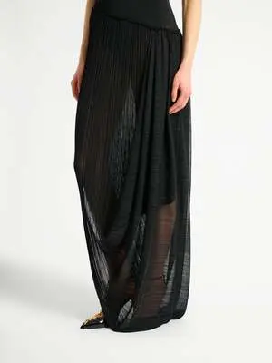 Balmain Long Draped Viscose Dress - Black