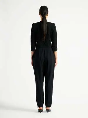 Balmain Cropped Quilted Knit Cardigan