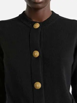 Balmain Eco-cashmere Cardigan With Lion Chain Buttons - Black