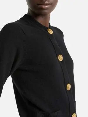 Balmain Eco-cashmere Cardigan With Lion Chain Buttons - Black