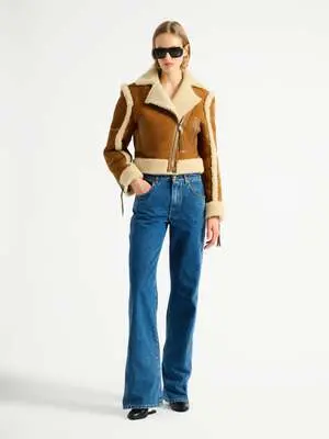 Balmain Two-tone Shearling Biker Jacket