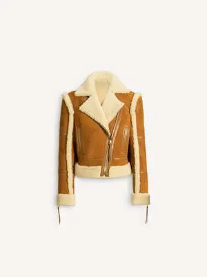 Balmain Two-tone Shearling Biker Jacket