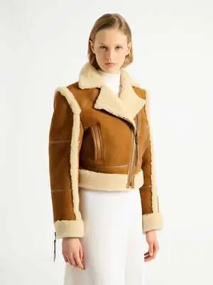 Balmain Two-tone Shearling Biker Jacket