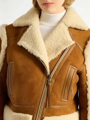 Balmain Two-tone Shearling Biker Jacket