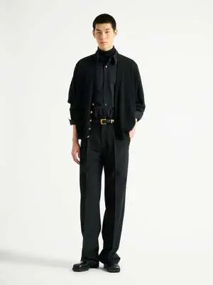 Balmain Wool Flat-pleated Trousers - Black