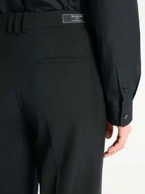 Balmain Wool Flat-pleated Trousers - Black