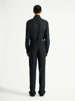 Balmain Wool Flat-pleated Trousers - Black