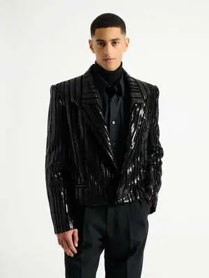 Balmain Cropped Sequin Velvet Jacket