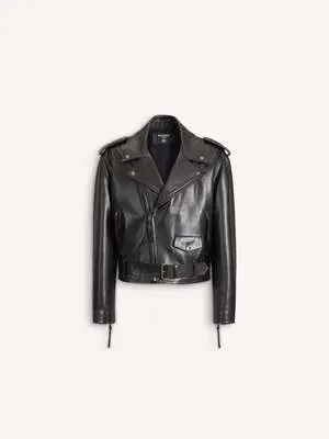 Balmain Textured Leather Biker Jacket
